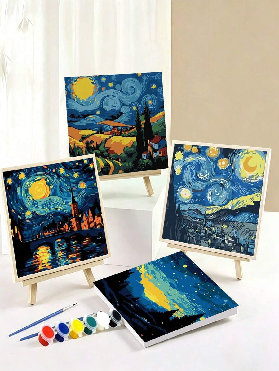 1Pc/4Pcs Abstract Starry Sky Theme DIY Oil Painting By Numbers Painting ...