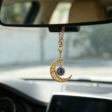 Alloy Rhinestone Moon Car Pendant Evil Eye Interior Hanging Decoration ...