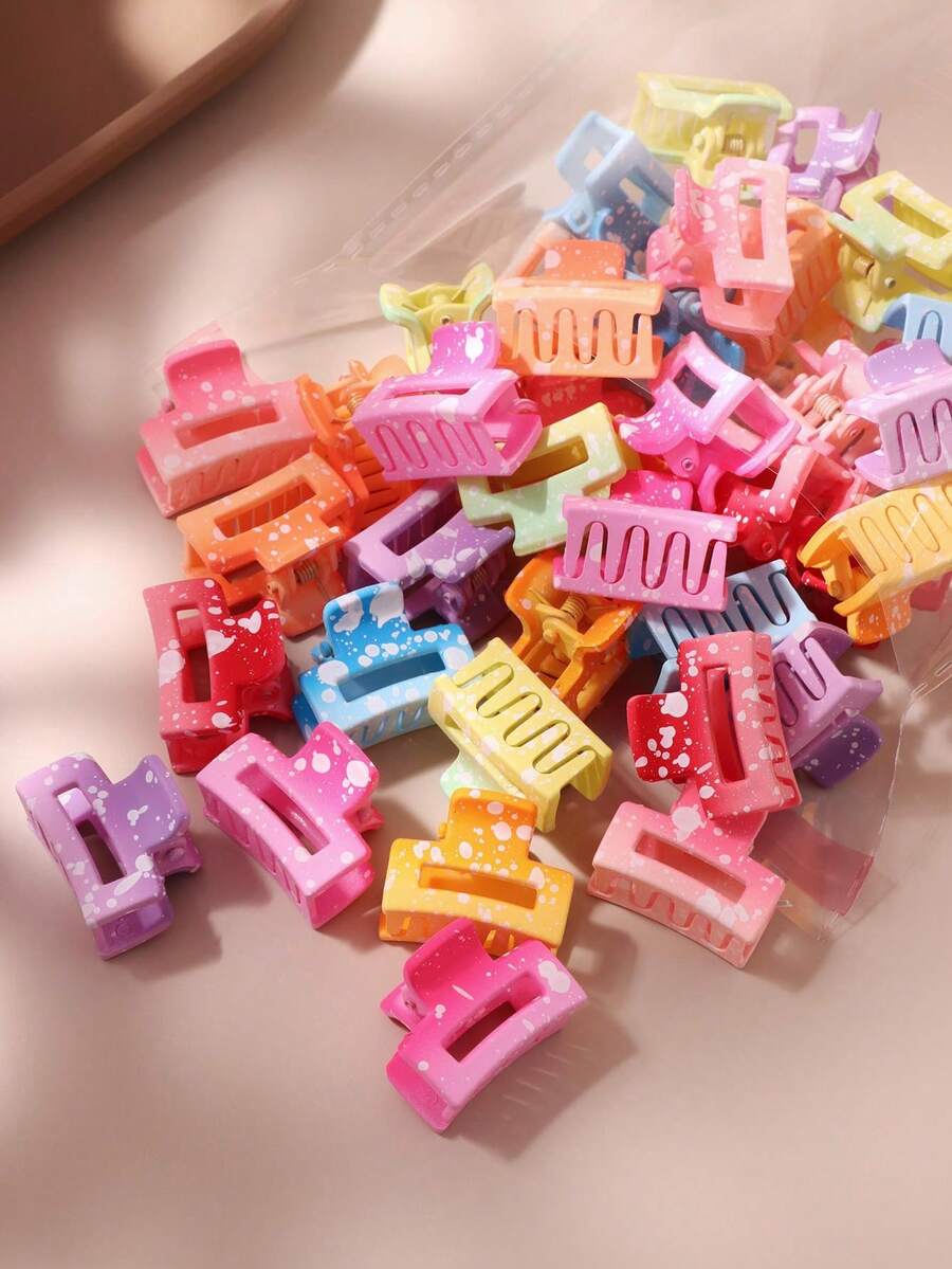 10/20/30pcs Sweet Colorful Spotted Square Small Claw Clips For Women ...