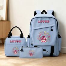 Disney Lotso Bear 3PCS Backpack Set, Strawberry Bear Printed Casual ...