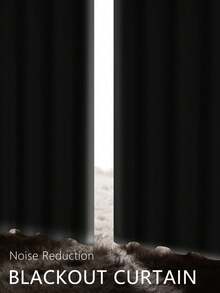 1pc 100% Blackout Solid Color Minimalist Rod Pocket Curtain With Coated ...