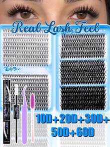 720pcs D Curl Lash Clusters Kit DIY Lash Extension Kit Individual ...