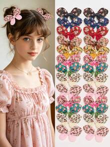 8pcs Random Multicolor Vintage Morning Glory Bow Hair Clips 3D Ditsy ...