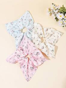 3pcs/Set Pink Blue Flower Hair Ties,Fabric Elastic Hair Band,Y2k ...