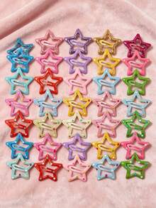 35-Piece Set Of Bouncy Hair Clips, Candy-Colored Star Hair Clips ...