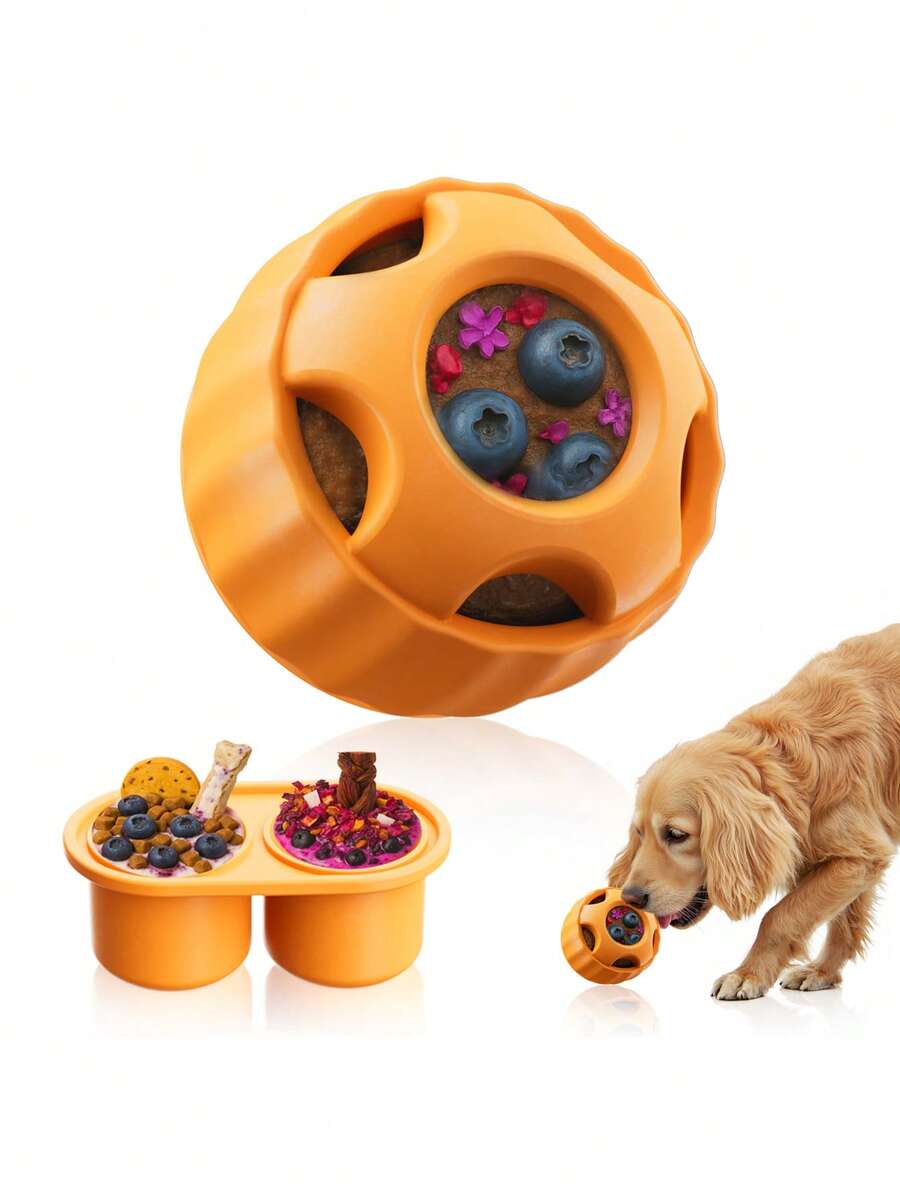 Silicone Treat Dispensing Ball & Snack Tray, Interactive Cooling Dog ...
