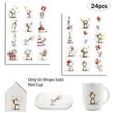 24pcs Whimsical Birthday Mouse - Patten Themed UV Transfer Stickers ...