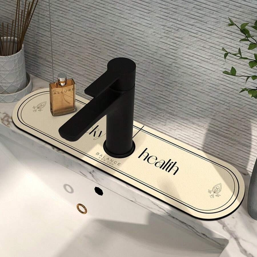 1pc Oval Cream Beige Diatomite Faucet Water Absorbent Mat, Super Quick ...