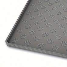 1 Set Non-Slip Silicone Pet Feeding Mat With Raised Edge And Paw Print ...