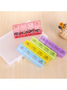 1pc Colorful 7-Day Large Capacity Pill Organizer Box, Portable Weekly ...