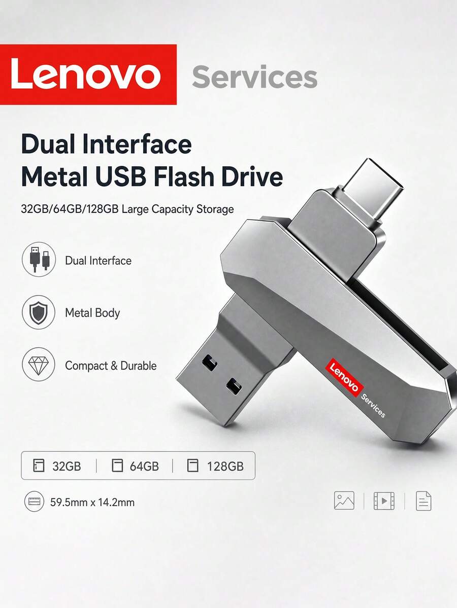 Lenovo USB 3.0 Type C Flash Drive OTG Dual USB Memory Stick High Speed ...