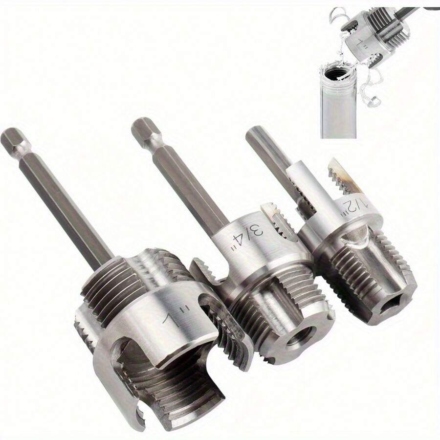 3-Pack Heavy-Duty Pipe Threading Tool Set – 1/2", 3/4", 1" NPT Die ...