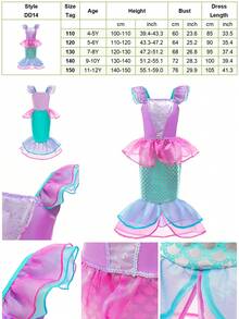 8pcs/Set Girls Pink Mermaid Sleeveless Floral Pattern Dress Accessories ...