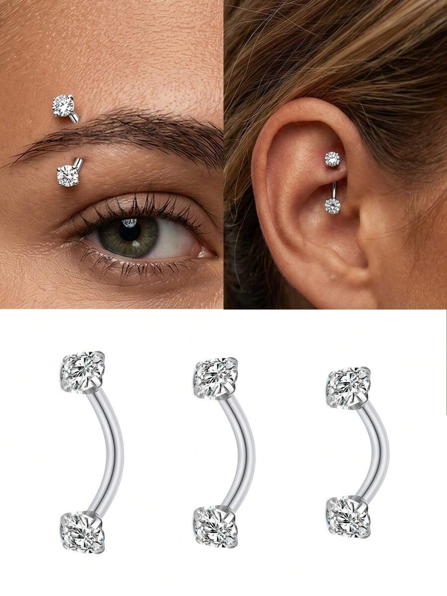 CIZME 16G Stainless Steel Cartilage Earring Stud Lip Ring Eyebrow ...