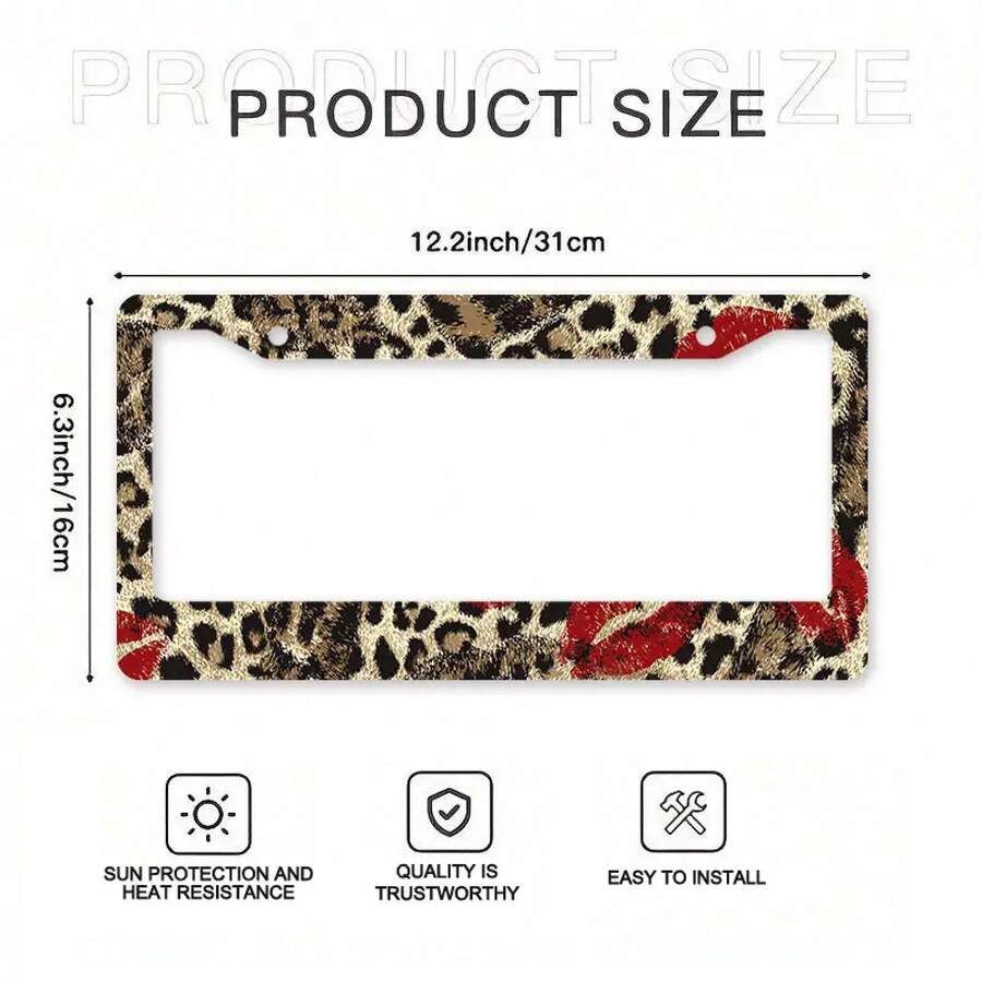 Car License Plate Frame With A Single Metal Frame, Fun Leopard Print ...