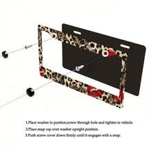 Car License Plate Frame With A Single Metal Frame, Fun Leopard Print ...