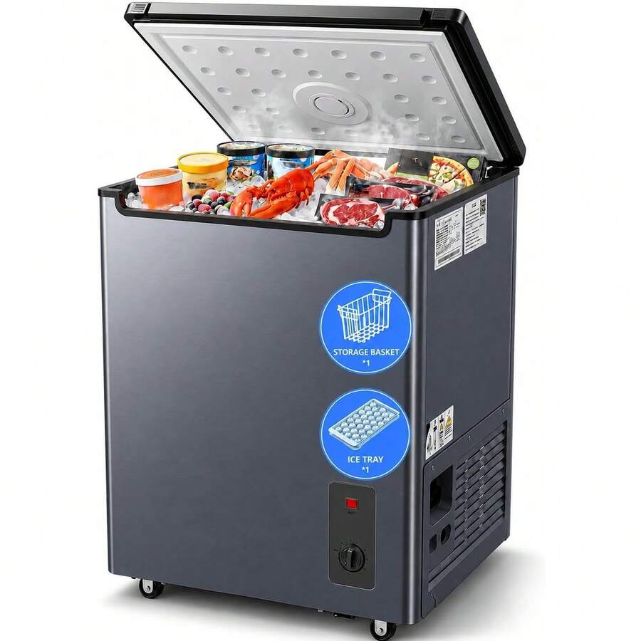 Chest Freezer - Quiet Top Open Door Mini Freezer Adjustable 7 ...