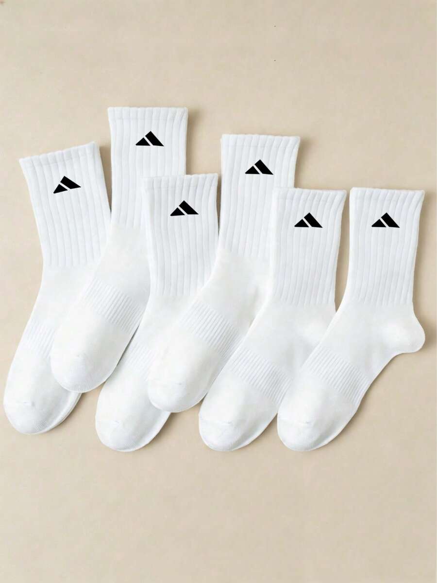 Solid Color Mid-Calf Outdoor Socks, Triangle Logo Accent, Black And ...