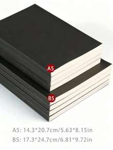 A5/B5 Thick 256-Page Black Hardcover Notebook, Minimalist Blank Lined ...