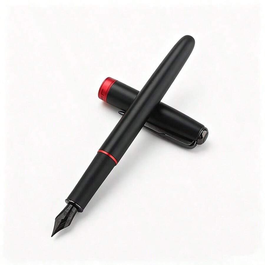 Jinhao 75 Metal Fountain Pen Matte Black Red Ring Luxury Business ...