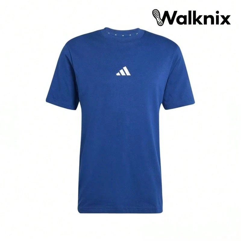 Adidas Logo Round Neck Short Sleeve T-Shirt Dark-Blue Tops Men | SHEIN USA