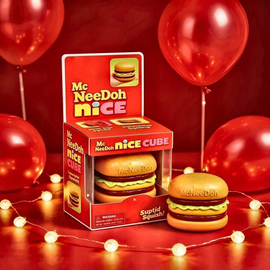 Schylling 1pc 3D Hamburger Squeeze Toy, Soft Stretchable Food Stress ...