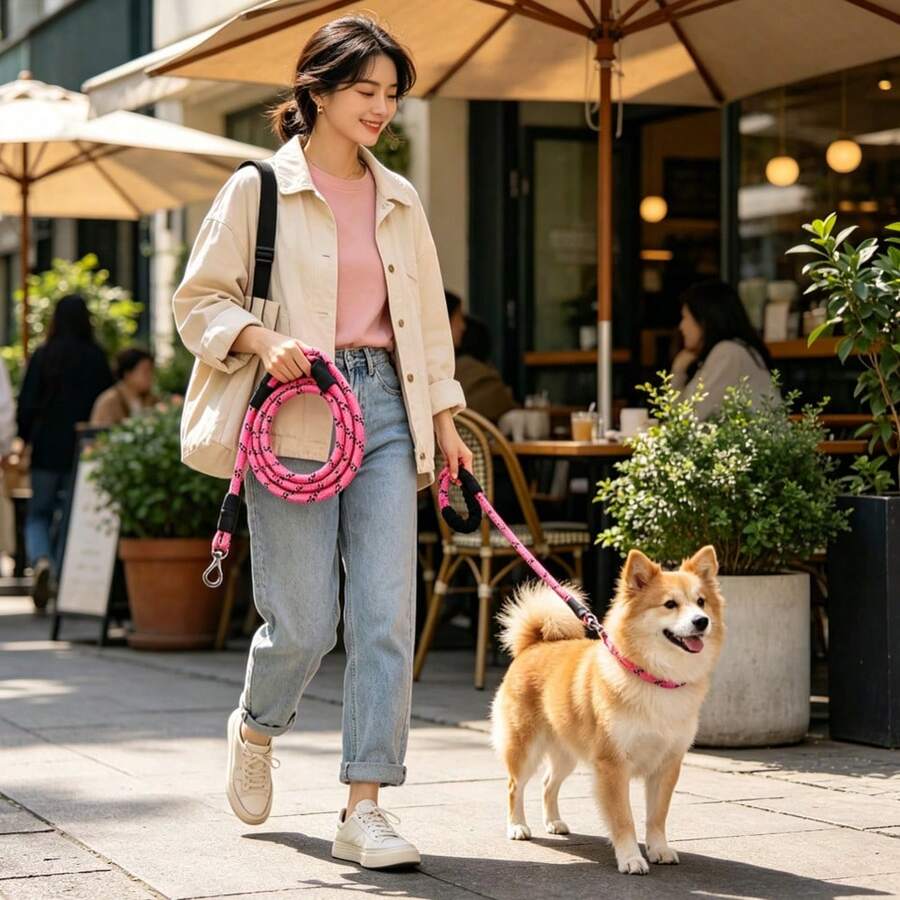 Reflective Braided Dog Leash With Soft Padded Handle, Heavy Duty ...