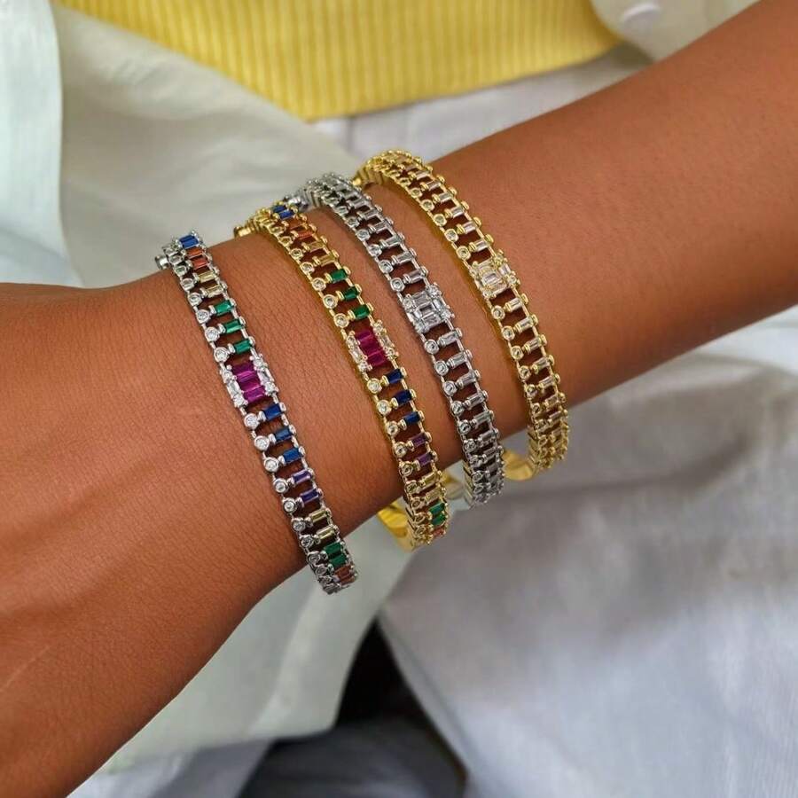 1pc Gold & Silver Copper Plated With Rhinestone Design Personalized ...