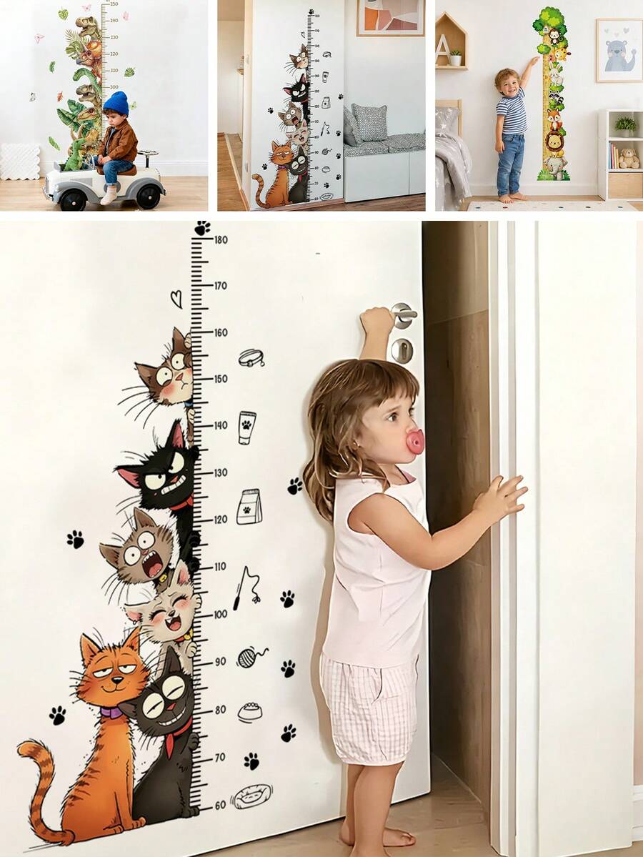 Cute Cartoon Animal Height Chart Stickers, Self-Adhesive PVC For Kids ...