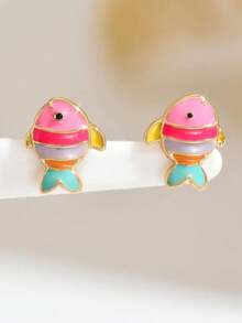 1 Pair Cute Colorful Minimalist Fish Stud Earrings, Fashion ...