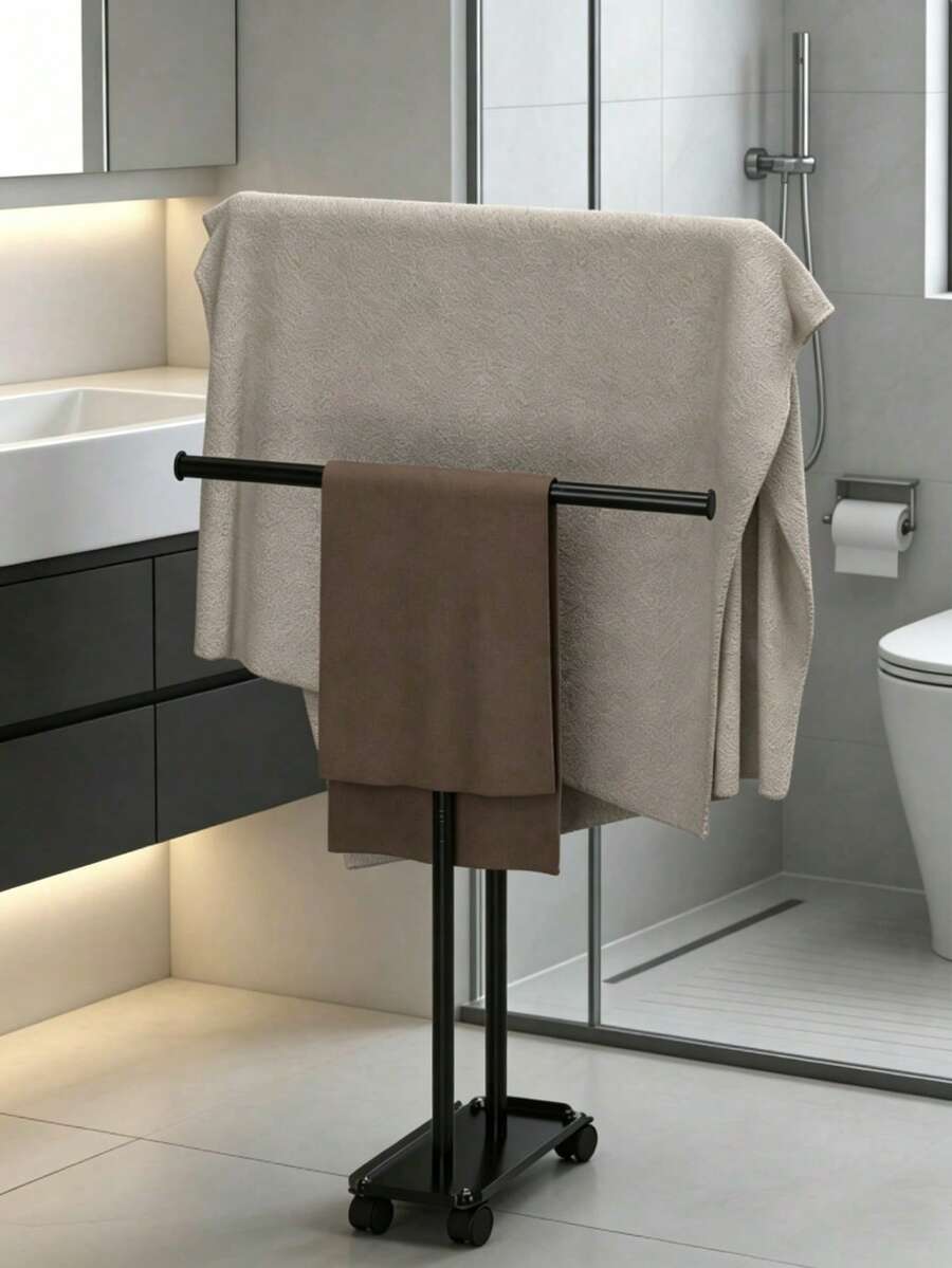 1pc Freestanding Carbon Steel Pulley Clothes Drying Rack, 1/2 Tier ...