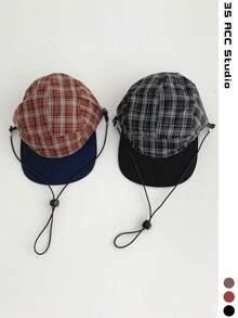Elegant British Style Vintage Plaid Flat Top Hat With Leopard Print ...
