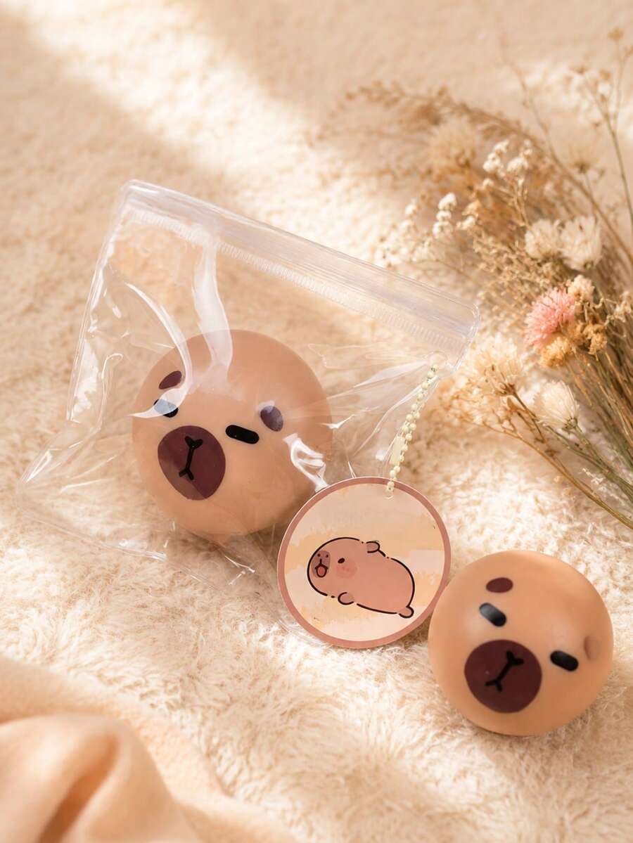 1pc Cute Capybara Ball Squishy Toy, Round Animal Shaped Soft Squeeze ...
