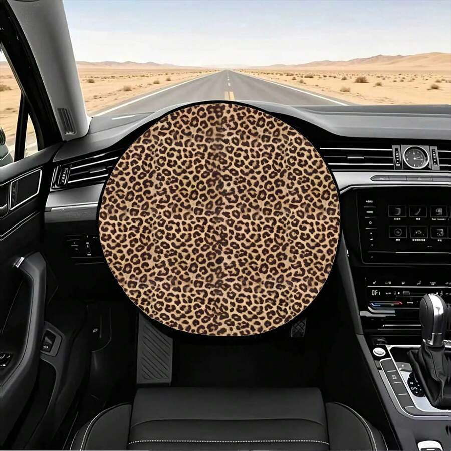 1pc Leopard Print Steering Wheel Sun Shade, Summer UV Protection, Keeps ...