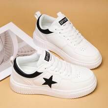Unisex Casual Star Pattern White Sneakers, Ultra-Lightweight Casual ...