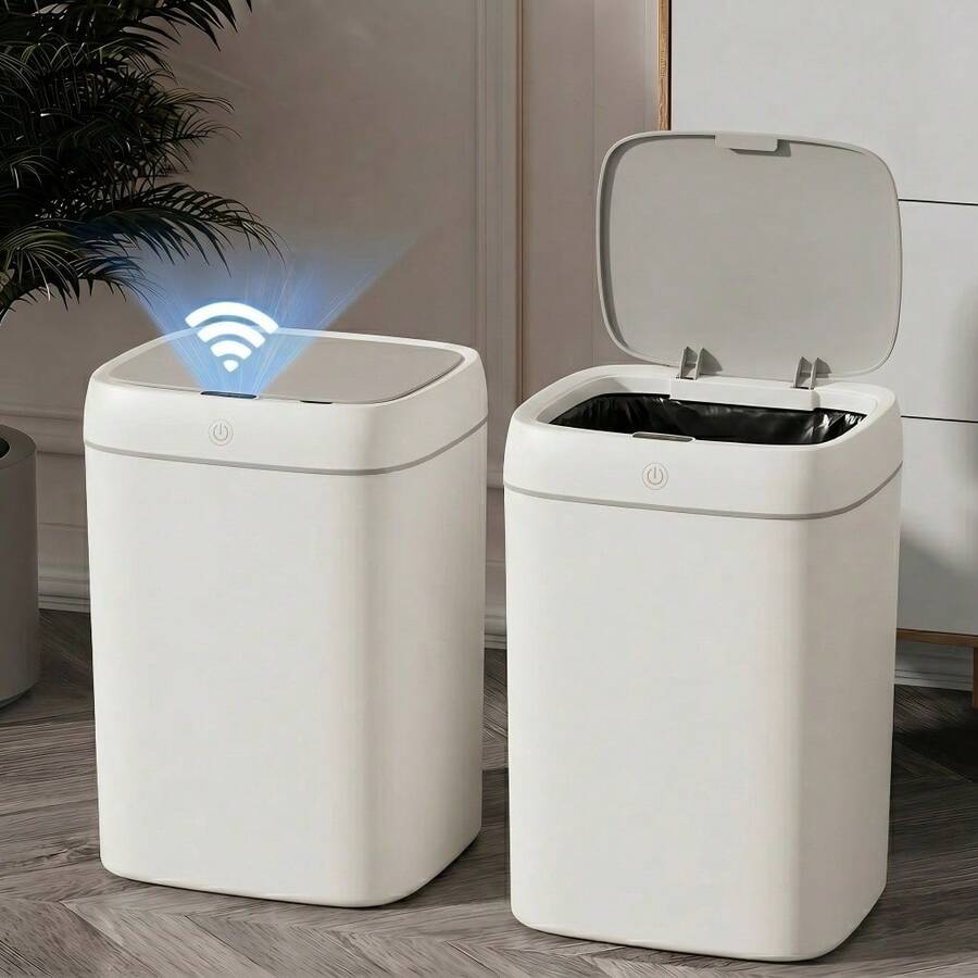 1Pc White Smart Motion Sensor Trash Can, 3 Gallon Touch-Free Bin With ...