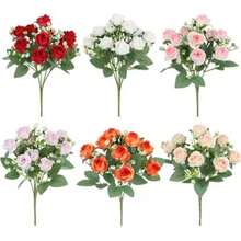 OBOVAY 1 Bunch Artificial Silk Roses, Realistic Decorative Faux Flowers ...
