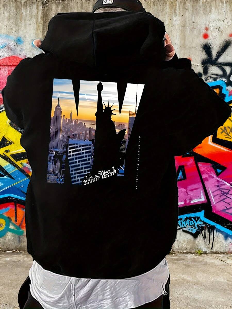 Men's New Hooded Sweatshirt, Casual Daily Drawstring Hooded Sweatshirt ...