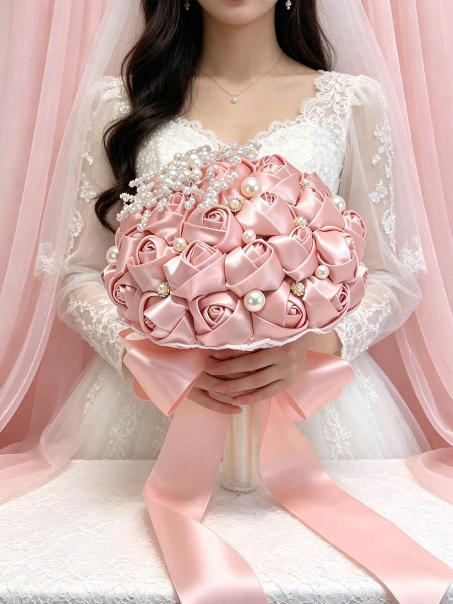 1pc Silk Rose Wedding Bouquet, Suitable For Bride, Bridesmaid, Bridal ...