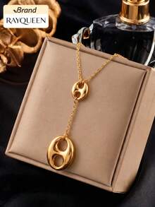 RAYQUEEN 1pc Stainless Steel Exaggerated Pig Nose Pendant Gold Color ...