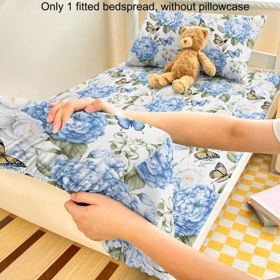 1pc Minimalist Modern Floral Heart Pattern Printed Brushed Fitted Sheet ...