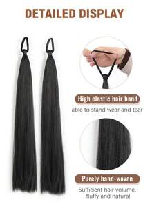 2 Packs Synthetic Long Straight Ponytail Hair Extensions For Women ...