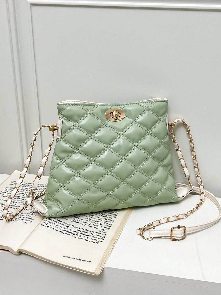 Bolsa Transversal Acolchoada com Corrente Feminina, Mini Bolsa, Bolsa ...