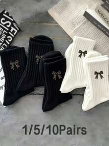 1/5/7/10/20 Pairs Unisex Pure Cotton Solid Color Spring/Autumn ...