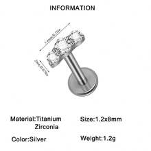 1PC Curved 3/4/5 CZ Paved Lip Labret G23 Implant Titanium Internal ...