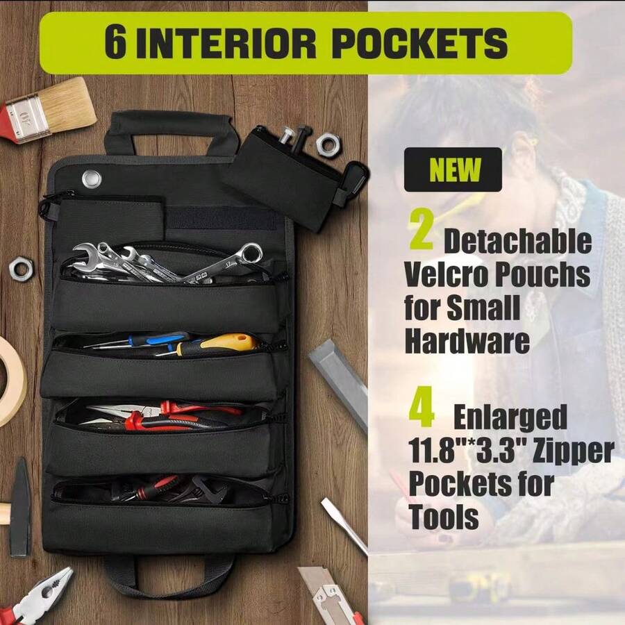 1PC Portable Car Hardware Tool Kit, Roll-Up Electrician & Woodworking ...