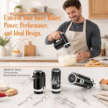 5-Speed Electric Hand Mixer 400W With Turbo Boost, Powerful DC Motor ...