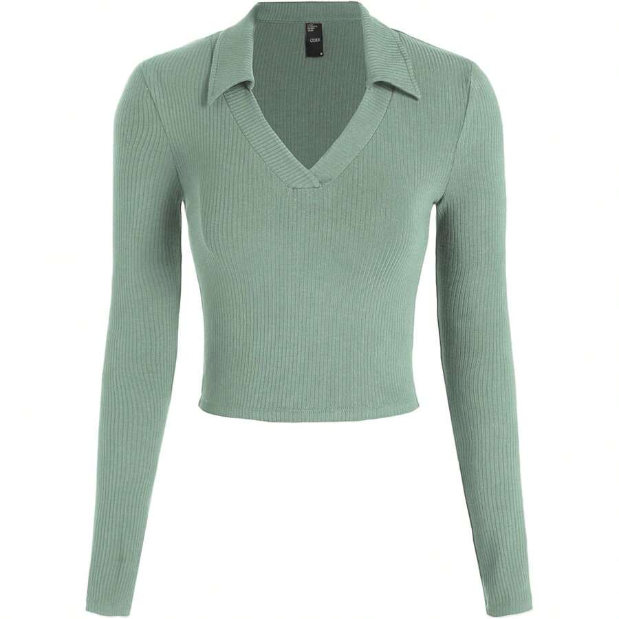 cider Fitted Long Sleeve Shirts For Women - V Neck Polo Shirts Business ...