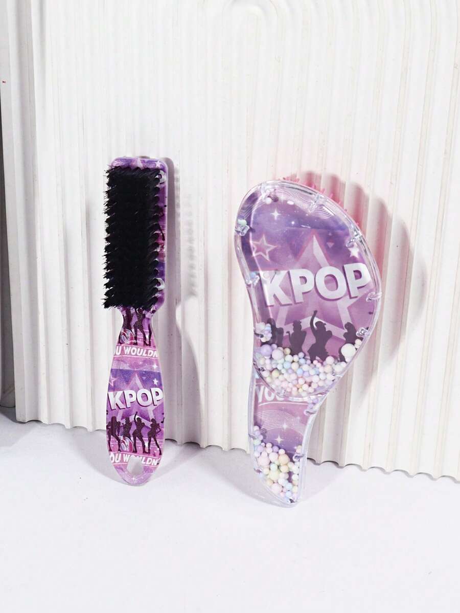 2pcs Hair Brush Set - 1pc Styling Cleaning Brush, 1pc Cartoon Massage ...