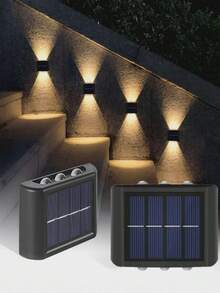 2/1pc Solar Wall Light, Outdoor 6 LED Beads Deck Light, Wall Lamp ...